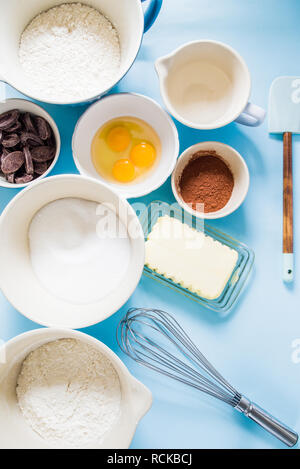 Flat lay. Step by step. Cutting ingredients to make zucchini cakes with ...