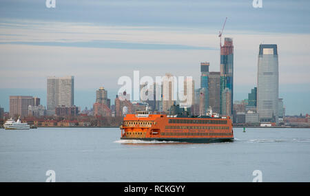 MV Andrew J. Barberi Staten Island Ferry and Brooklyn skyline, New York ...