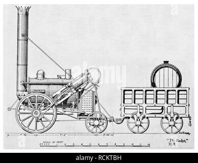 Engraving of Stephenson's Rocket Stock Photo - Alamy