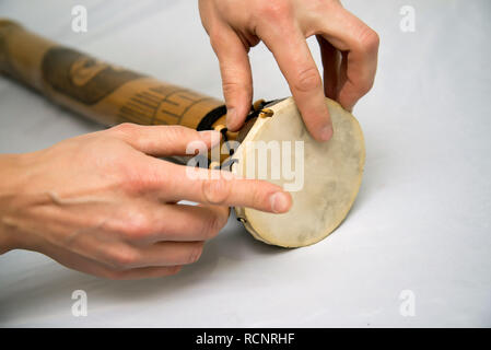 Tribal drum in the Philippines. Philippine long drum instrument ...