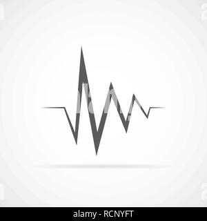 Gray heartbeat icon in flat design. Vector illustration. Heartbeat sign ...