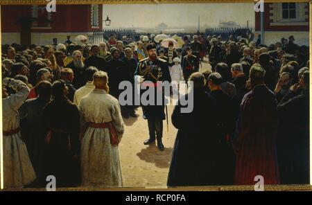 Tsar Alexander III receiving rural district elders in the yard of ...