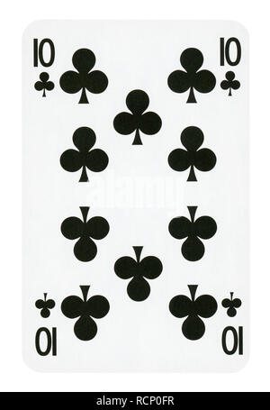 Ten of clubs playing card on white background Stock Photo - Alamy