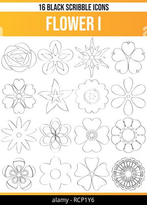 Black outline summer flowers icons set. Different shape pictograms thin ...