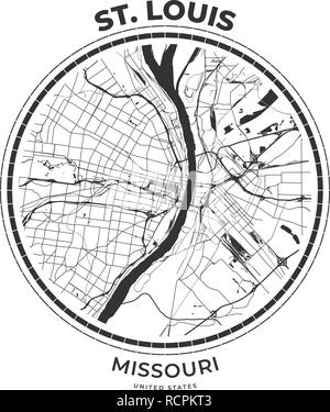 St. Louis map, Missouri, American city. Municipal administrative area ...