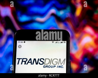 TransDigm Group Manufacturing company logo seen displayed on smart ...