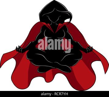 Superheroine Meditating Background Silhouette Stock Vector Image & Art ...