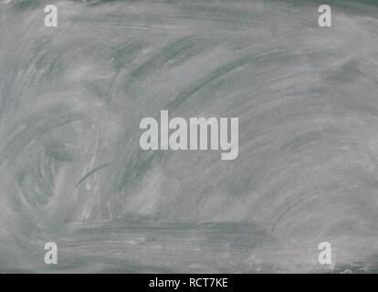Back to school concept with green erased chalkboard and a variety of ...