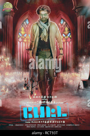 PETTA, Indian poster in Tamil and English, Rajinikanth, 2019. © Think ...