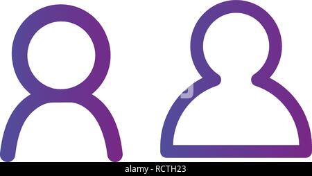 Purple Linear outline Person icon, User icon vector illustration ...