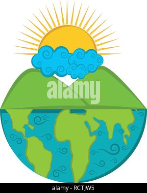 Half earth planet with landscape illustration Stock Vector Image & Art ...