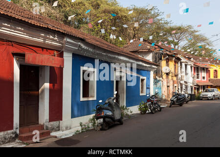 Colourful street of houses, Panjim, Goa, India Stock Photo - Alamy