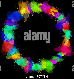 Creative colorful rainbow watercolor border. Texture frame Stock Photo ...