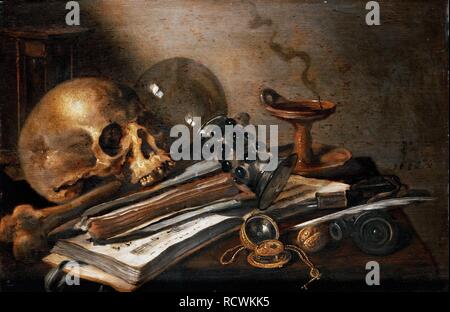 Pieter Claesz, Still Life with a Skull and a Writing Quill, painting ...