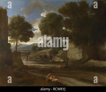 Nicolas Poussin Landscape with resting on a source. Etching, copper ...
