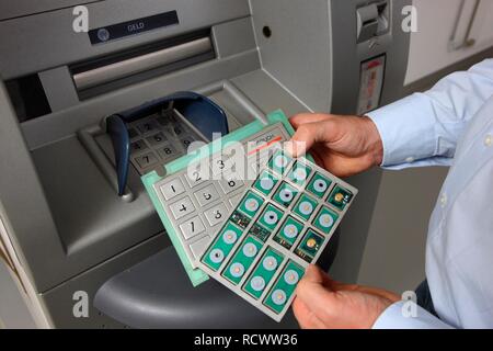 Seized equipment for skimming, tampering with ATMs, fake keyboard, card ...