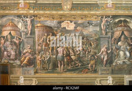 Raphael's painting 'Constantine at Milvian Bridge' depicts the historical moment of Constantine ...