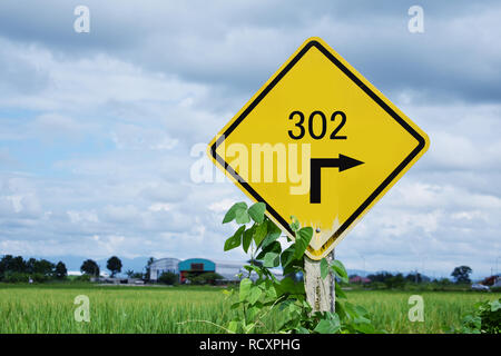 Warning signs redirect traffic at the site of highway work Stock Photo ...