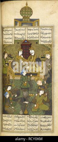 Bahram Gur and the Iranian princess in the white pavilion. Illustration ...