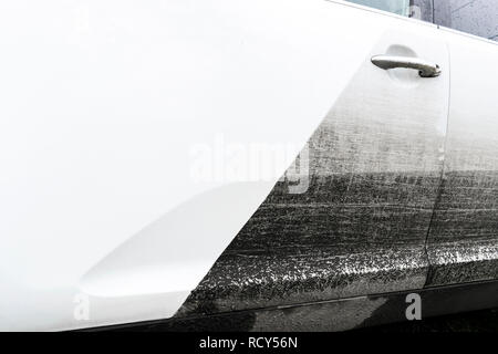 Half clean and half dirty car Stock Photo: 16914320 - Alamy
