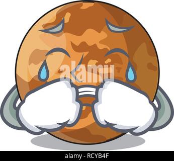 Cute funny happy and sad Mars planet. Vector hand drawn cartoon kawaii ...