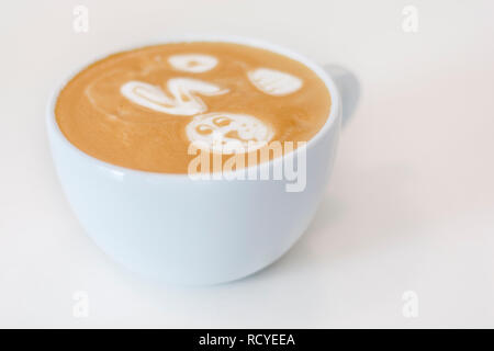 Cafe latte easter bunny latte art on green grass. Bunny easter Stock ...