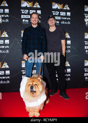 Jonathan Elkær (L) and Mads Bo Iversen (R) attend at the Golden Carpet ...