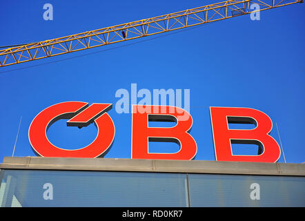 VIENNA, AUSTRIA - JUNE 6: Logo of QBB, Austrian railways company on ...