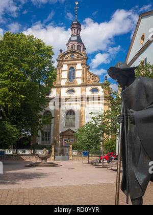 Statue in Speyer of the Jakobspilger pilgrim walking to the Cathedral ...