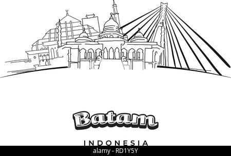 Emblem of Batam. City of Indonesia. Vector illustration Stock Vector ...