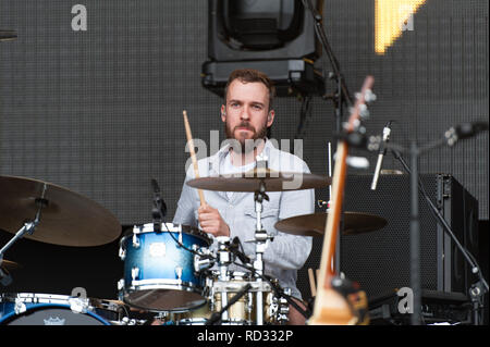 Tide lines band on stage at the Bearded Theory festival Stock Photo - Alamy