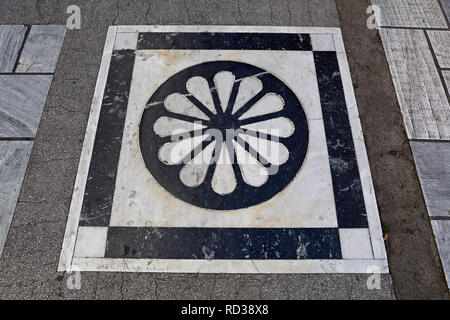 Marble Wheel Shape at Pavement Floor Tile Stock Photo - Alamy