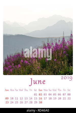 A4 printable 2019 calendar - month of August. Nature, minimalist ...