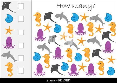 How many counting game with ocean animals for kids, educational maths ...
