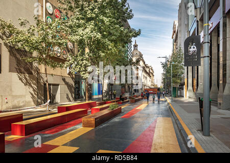 Paseo Bandera, colorful pedestrian street in downtown Santiago ...