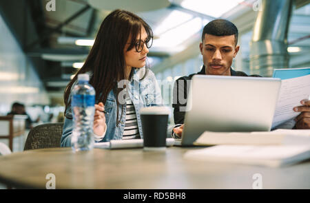 Two young students working on university project standing in vineyards ...