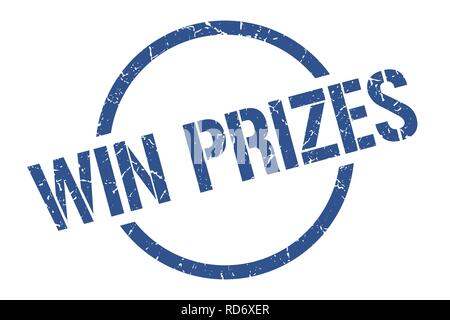win prizes round blue sticker isolated on white Stock Vector Image ...