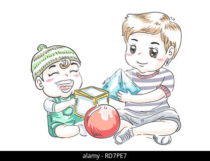 Illustration of a Kid Boy Toddler with Different Objects from Milk ...