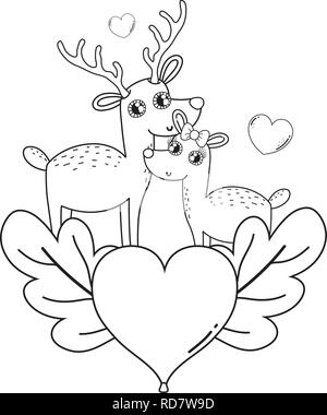 cute love female reindeer with heart padlock Stock Vector Image & Art ...