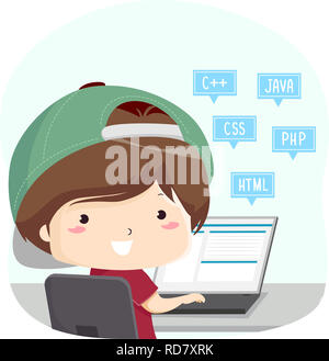 Illustration of computer programming languages isolated against white ...