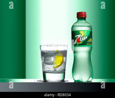 7 up lemonade soft drink plastic bottle isolated on a white background ...