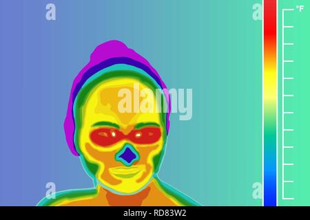 Thermal imager medical scan. Human face vector illustration. The image ...