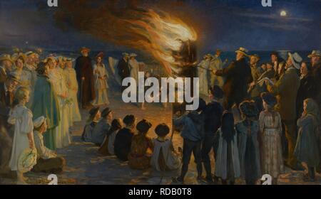 Bonfire on a beach at the midsummer festival in Jurmala, Latvia, Baltic ...