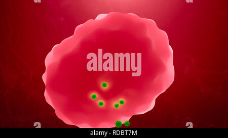 Hiv virus attack and infected t-cell 3d render illustration Stock Photo ...