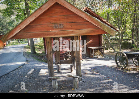18th century oxen shoeing booth in front of the Smithy (Smedjan ...