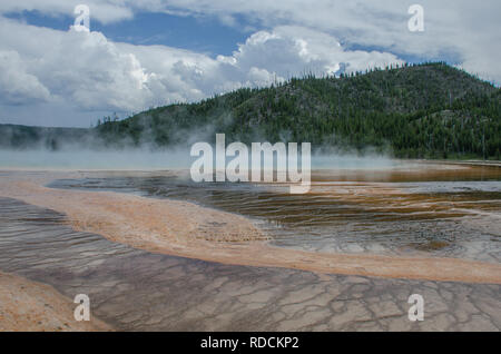 Eye level view of Grand Prismatic Spring in Yellowstone National Park ...