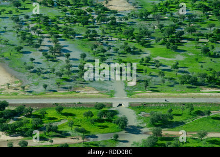 CHAD, aerial view , landscape with raining clouds near N´djamena ...