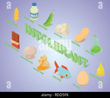 Gluten, sugar free, lactose intolerant. Set of isolated vector label ...