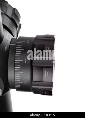 Tactical windage adjustment on a sniper scope isolated on white Stock ...