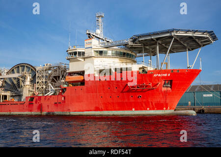 Apache 2 is a pipelaying vessel built in 2009, here shown in port in ...